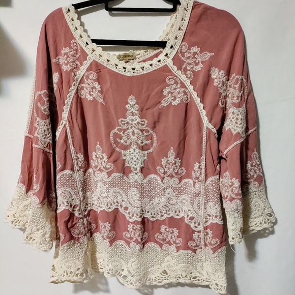 Democracy | Tops | Democracy Rose Pink Tunic Top Boho Peasant ...